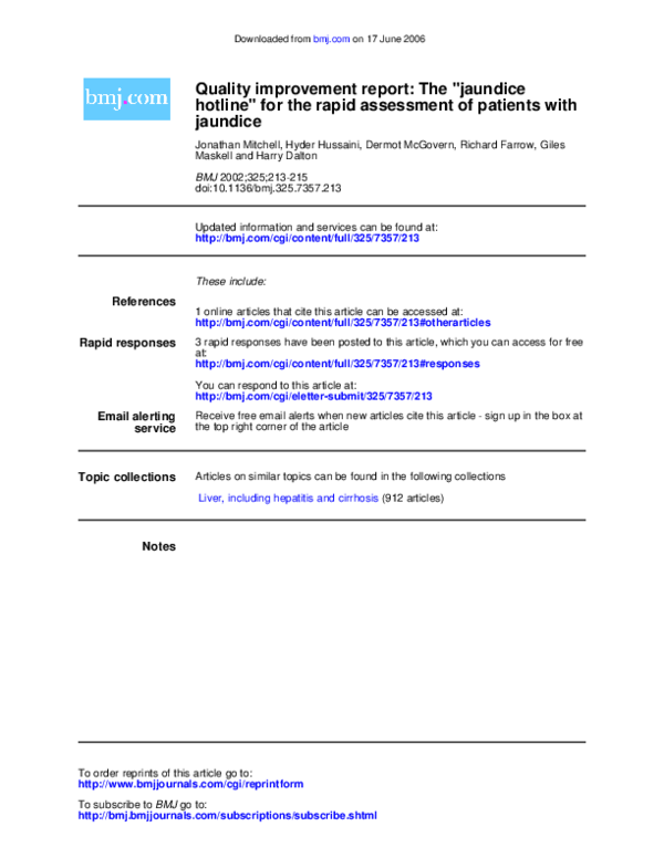 (PDF) Quality improvement report: The "jaundice hotline" for the rapid ...
