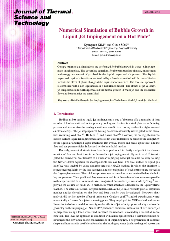(PDF) Numerical Simulation of Bubble Growth in Liquid Jet Impingement ...