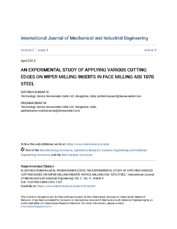 (PDF) An Experimental Study of Applying Various Cutting Edges on Wiper ...
