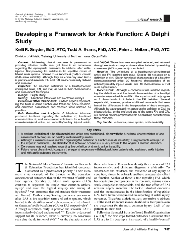 (PDF) Developing a Framework for Ankle Function: A Delphi Study