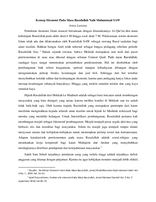 (PDF) Konsep Ekonomi Pada Masa Rasulullah (PDF) Konsep Ekonomi Pada Masa Rasulullah