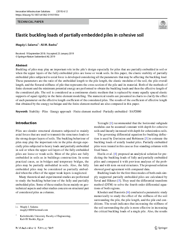 (PDF) Elastic buckling loads of partially embedded piles in cohesive soil