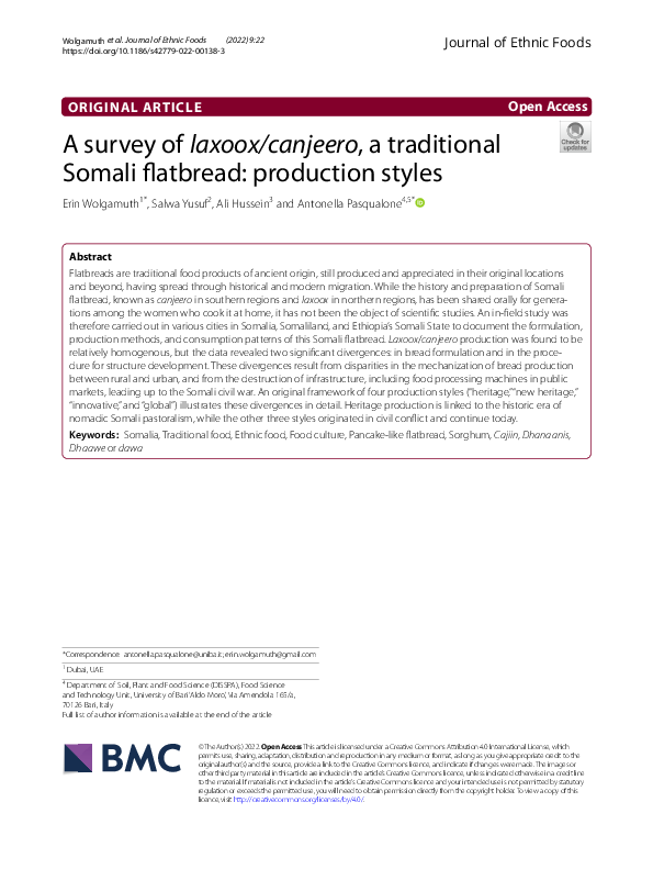 (PDF) A survey of laxoox/canjeero, a traditional Somali flatbread ...