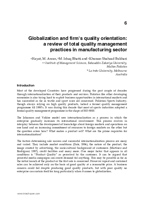 (PDF) Globalization and Firm’s Quality Orientation: a Review of Total Quality Management ...