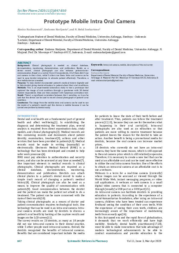 (PDF) Prototype Mobile Intra Oral Camera