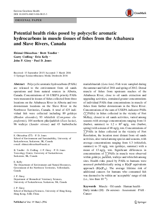 (PDF) Potential health risks posed by polycyclic aromatic hydrocarbons in muscle tissues of ...