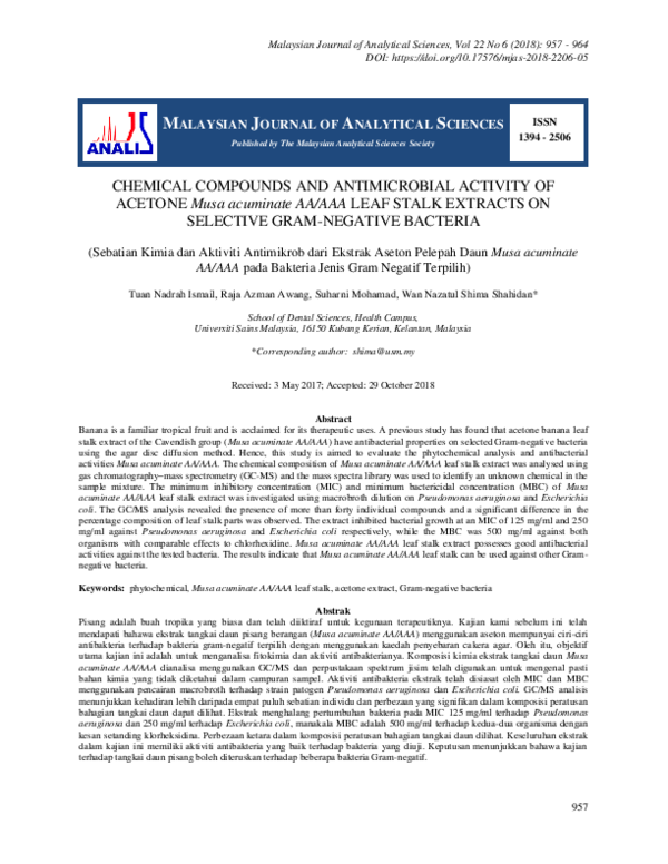 (PDF) CHEMICAL COMPOUNDS AND ANTIMICROBIAL ACTIVITY OF ACETONE Musa ...