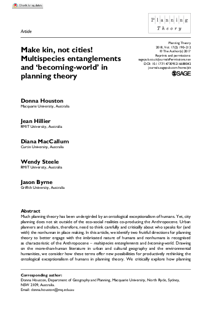(PDF) Make kin, not cities! Multispecies entanglements and ‘becoming ...