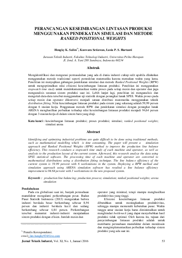 (PDF) Perancangan Keseimbangan Lintasan Produksi Menggunakan Pendekatan ...