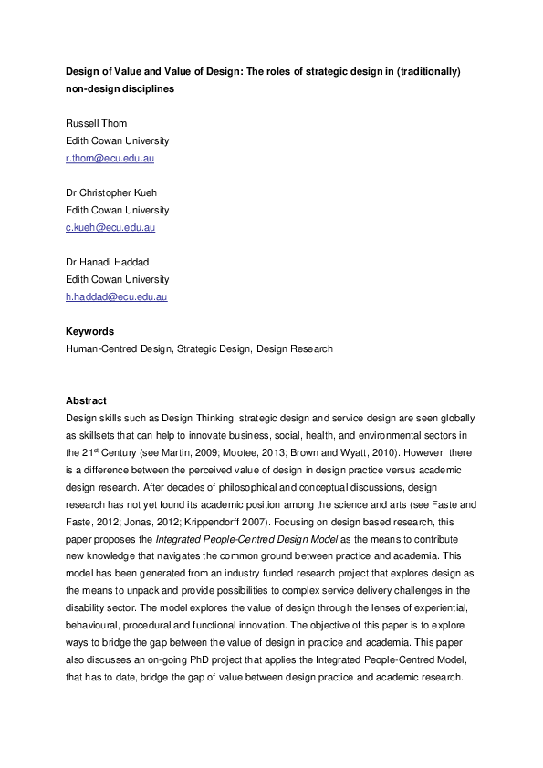 (PDF) Design of value and value of design: the roles of strategic ...
