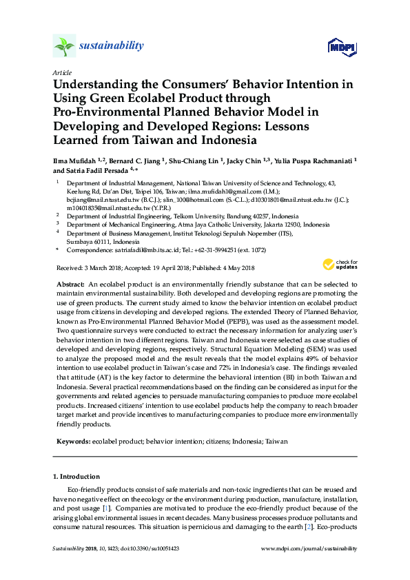 (PDF) Understanding the Consumers’ Behavior Intention in Using Green ...