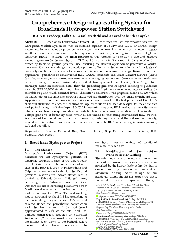(PDF) Comprehensive Design of an Earthing System for Broadlands ...