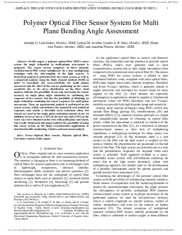 (PDF) Polymer Optical Fiber Sensor System for Multi Plane Bending Angle ...