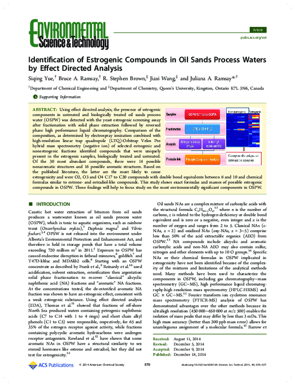 (PDF) Identification of estrogenic compounds in oil sands process ...