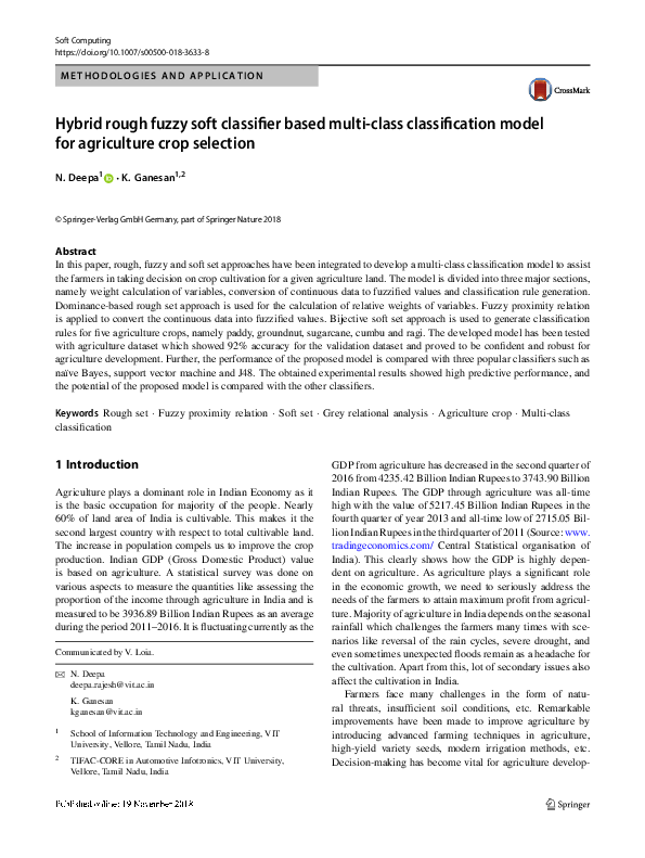 (PDF) Rough Fuzzy Soft Classifier for Crop Selection