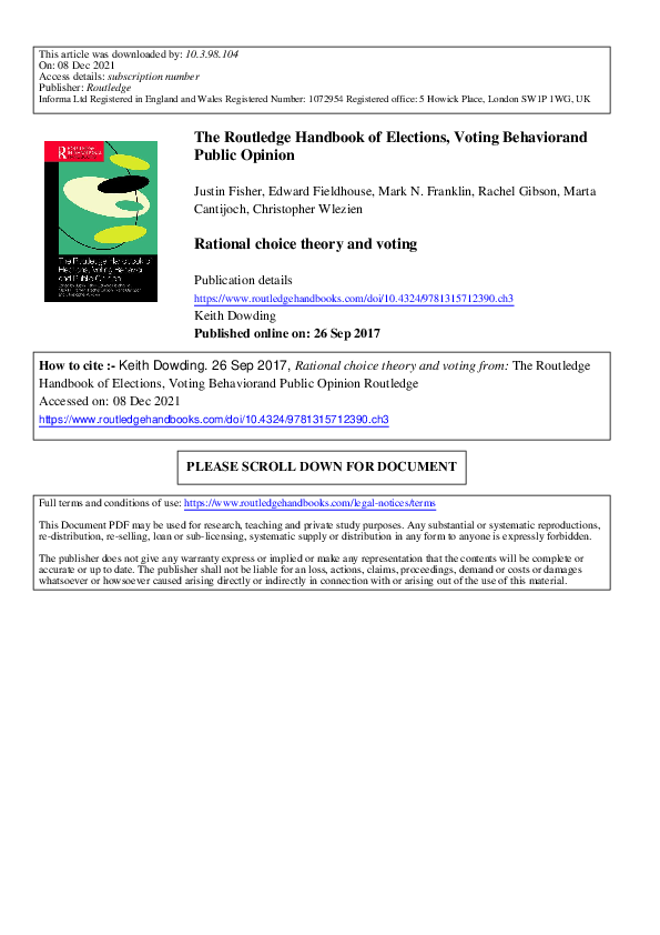 (PDF) Rational choice theory and voting