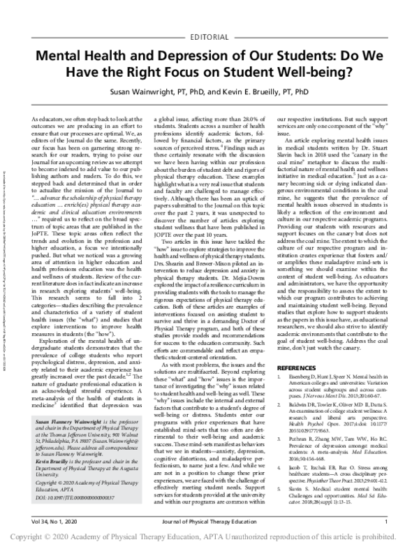 (PDF) Mental Health and Depression of Our Students