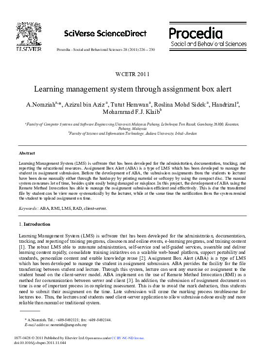 (PDF) Learning Management System Through Assignment Box Alert