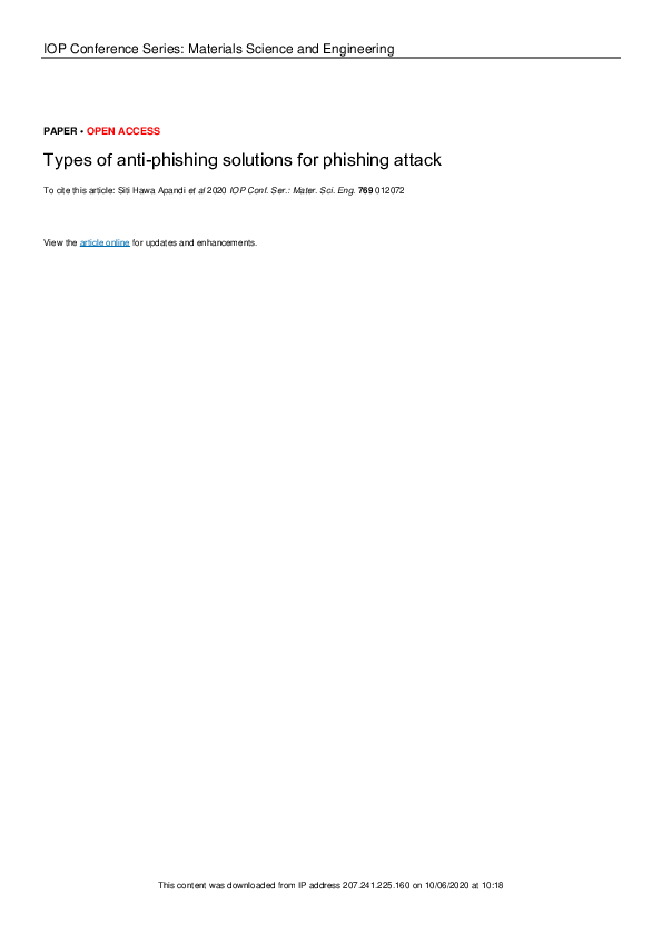 (PDF) Types of anti-phishing solutions for phishing attack