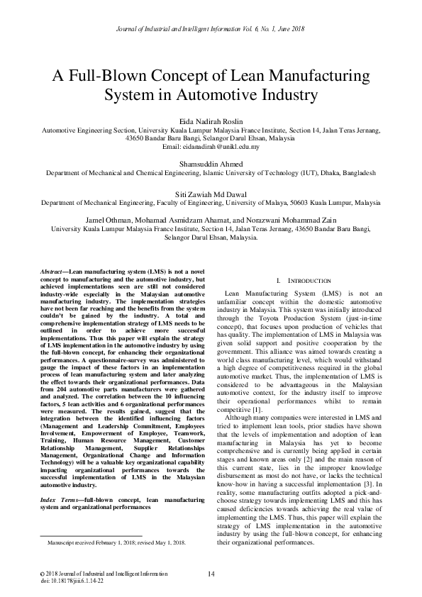 (PDF) A Full-Blown Concept of Lean Manufacturing System in Automotive ...