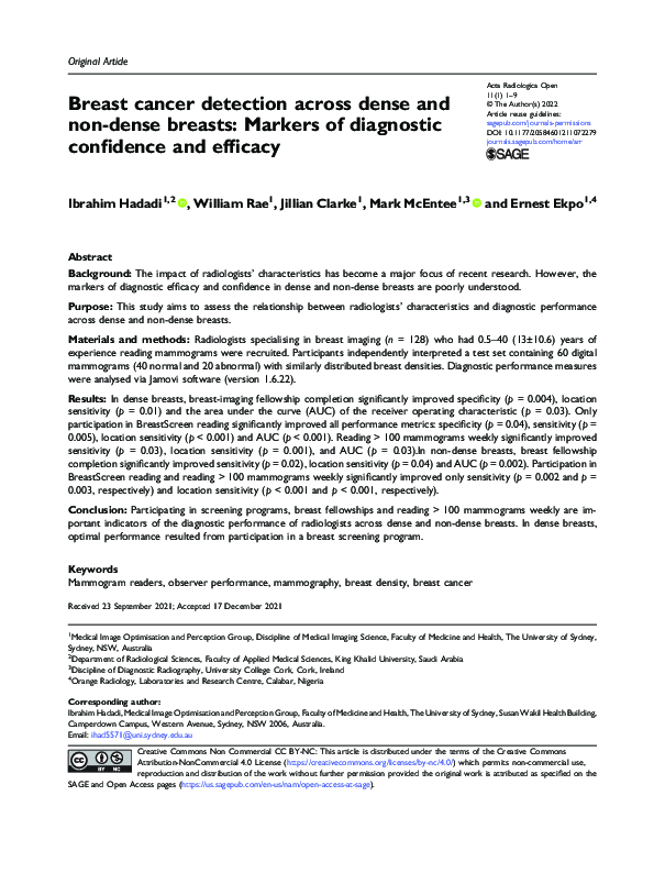 (PDF) Breast cancer detection across dense and non-dense breasts ...