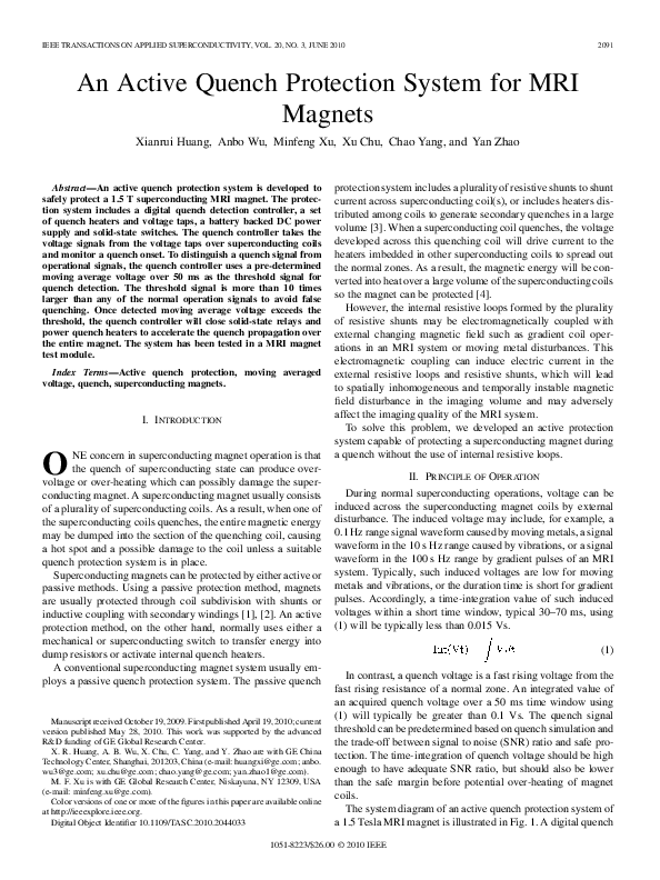 (PDF) An Active Quench Protection System for MRI Magnets