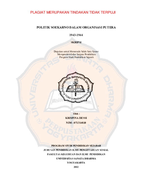 (PDF) Politik Soekarno dalam organisasi PUTERA 1943-1944