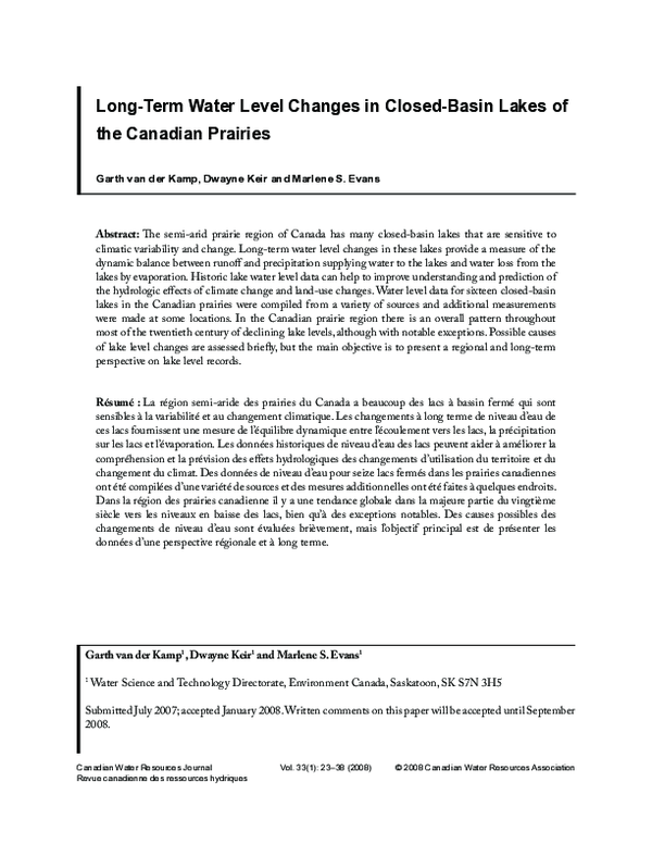 (PDF) Long-Term Water Level Changes in Closed-Basin Lakes of the ...