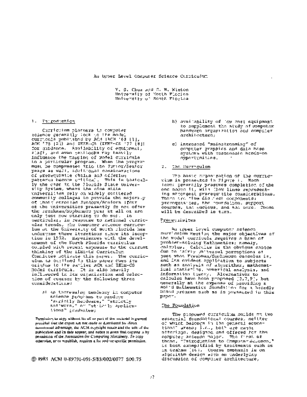 (PDF) An upper level computer science curriculum