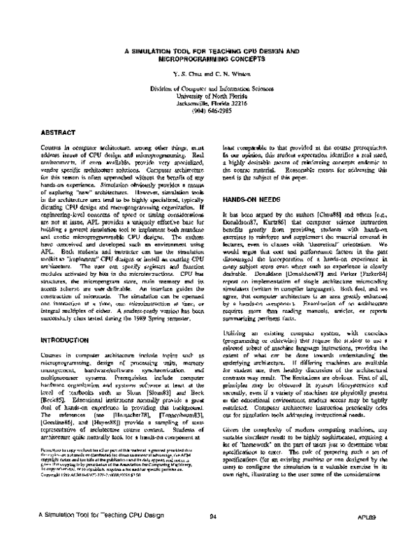 (PDF) A simulation tool for teaching CPU design and microprogramming concepts