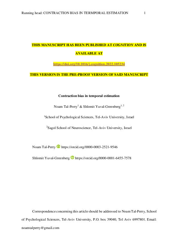 (PDF) Contraction bias in temporal estimation