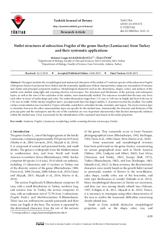 (PDF) Nutlet structures of subsection Fragiles of the genus Stachys ...