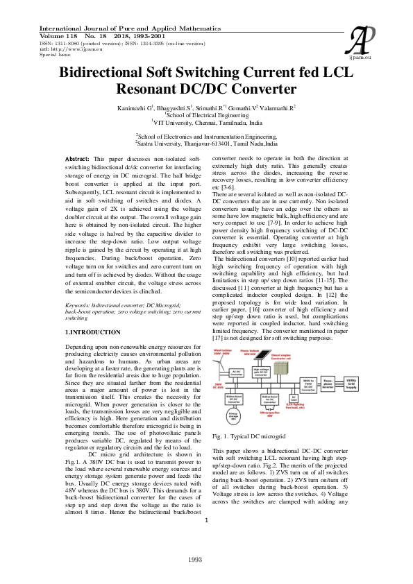 (PDF) Bidirectional Soft Switching Current fed LCL Resonant DC/DC Converter