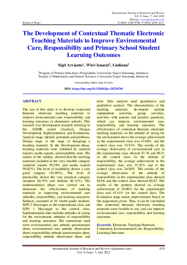 (PDF) The Development of Contextual Thematic Electronic Teaching Materials to Improve ...