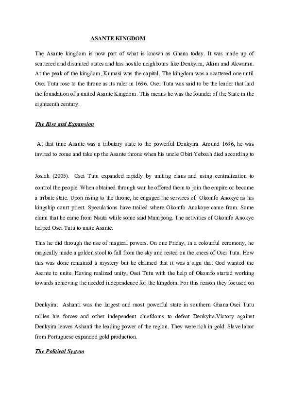(DOC) The Asante Kingdom