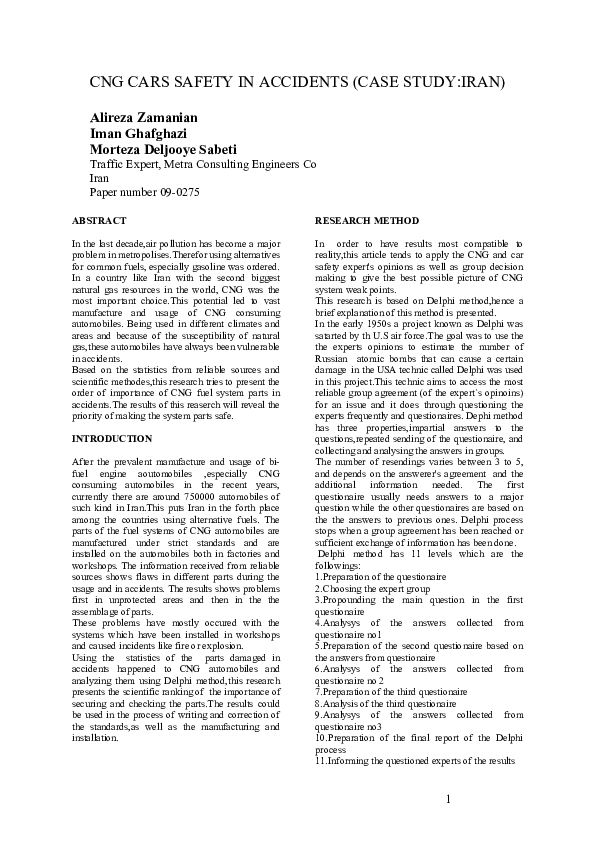 (PDF) CNG CARS SAFETY IN ACCIDENTS (CASE STUDY:IRAN