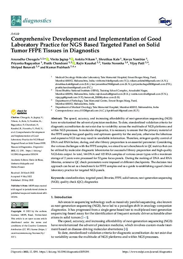 Pdf Comprehensive Development And Implementation Of Good Laboratory Practice For Ngs Based
