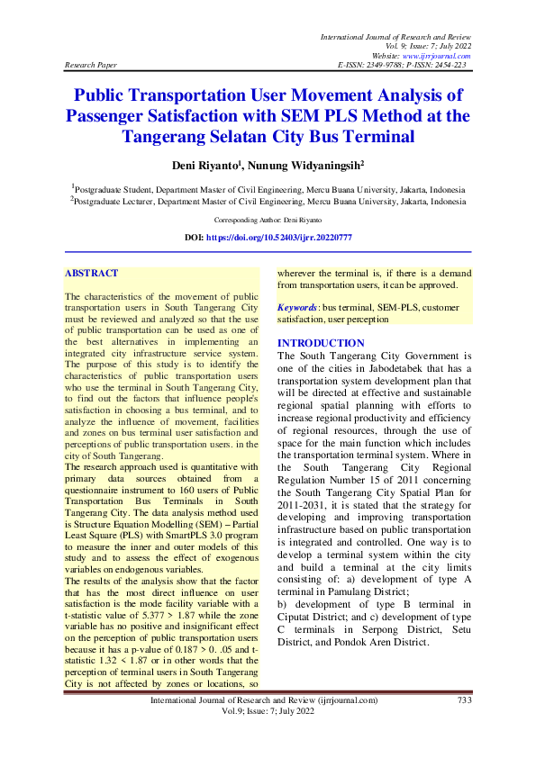 (PDF) Public Transportation User Movement Analysis of Passenger ...