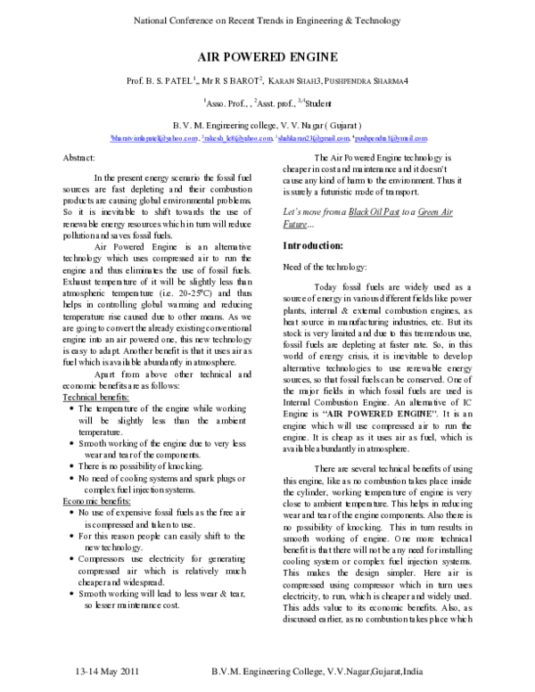 (PDF) Air Powered Engine