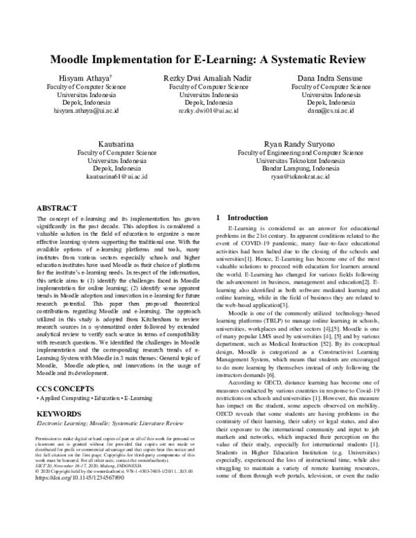 (PDF) Moodle Implementation for E-Learning: A Systematic Review