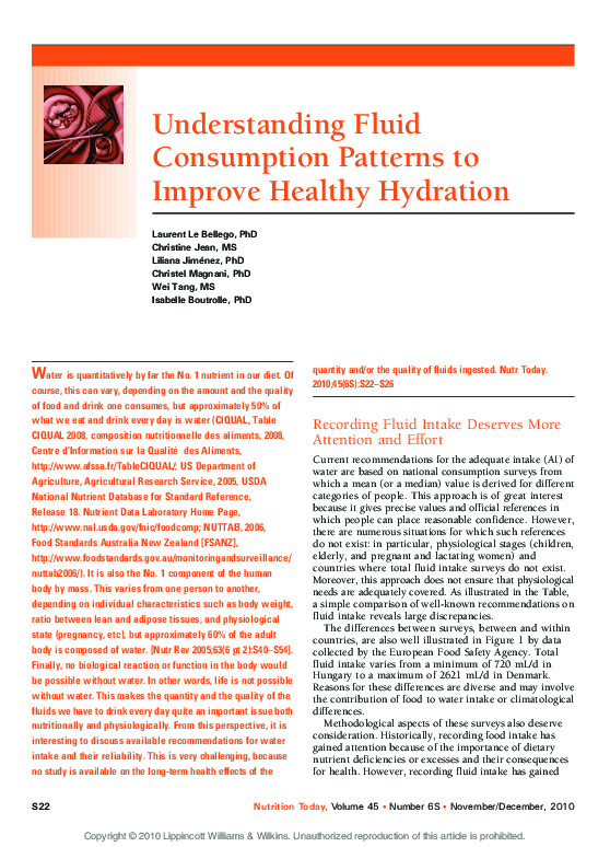 (PDF) Understanding Fluid Consumption Patterns to Improve Healthy Hydration