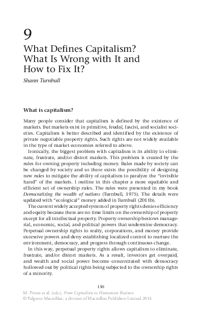 (PDF) What Defines Capitalism? Whats Wrong with It and How to Fix It ...