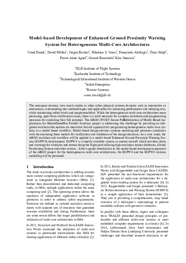 Pdf Model Based Development Of Enhanced Ground Proximity Warning System For Heterogeneous 