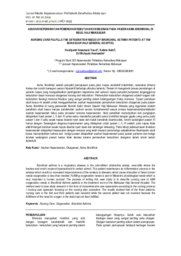 (PDF) Asuhan Keperawatan Pemenuhan Kebutuhan Oksigenasi Pada Pasien ...