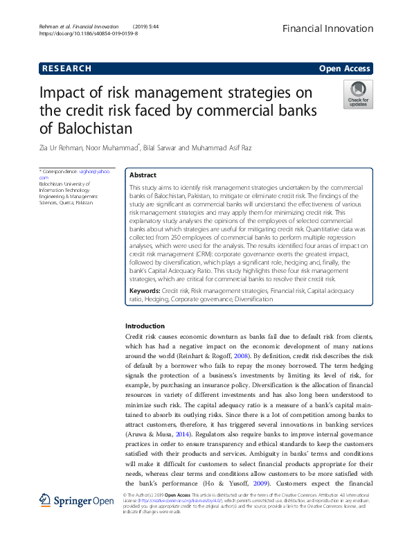 (PDF) Impact of risk management strategies on the credit risk faced by ...
