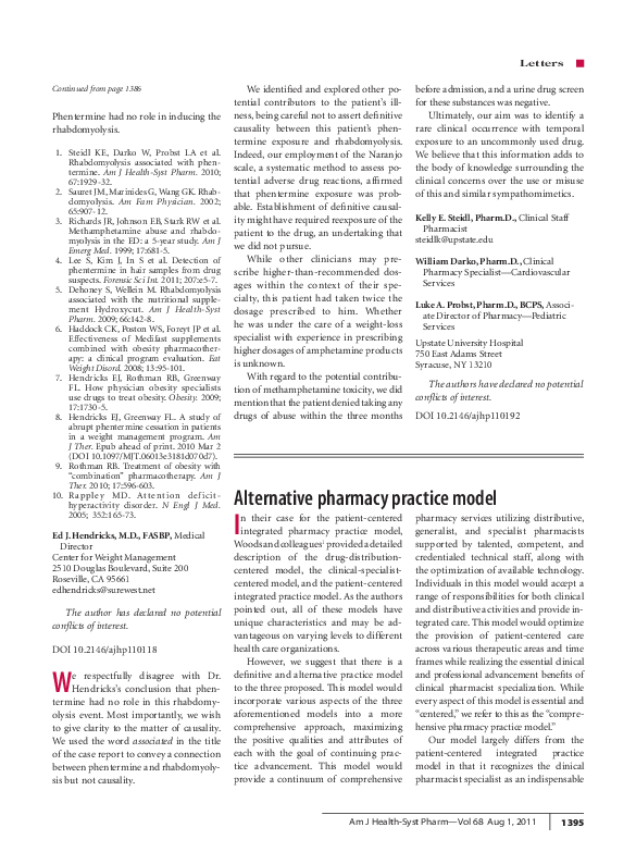 (PDF) Alternative pharmacy practice model