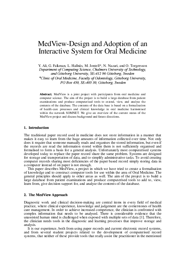 (PDF) MedView-design and adoption of an interactive system for oral ...