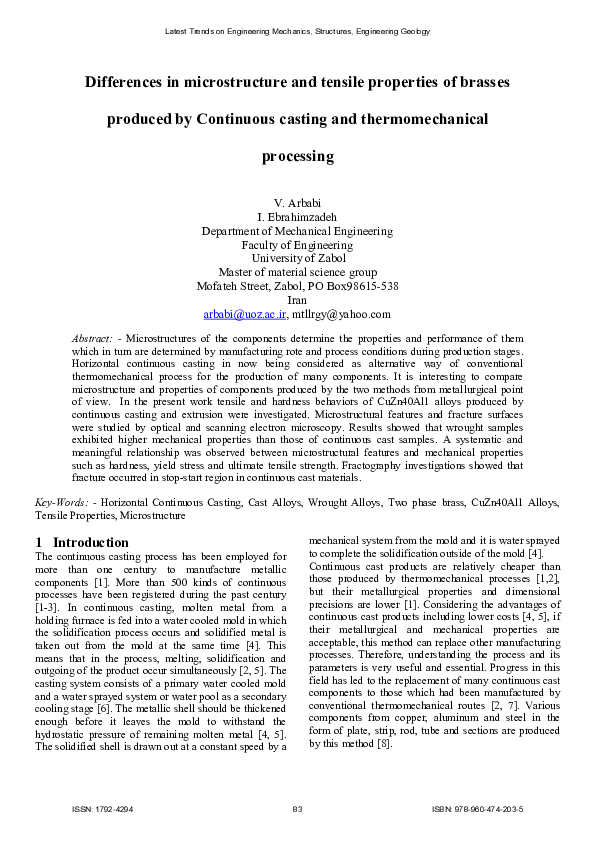 (PDF) Differences in microstructure and tensile properties of brasses produced by continuous ...