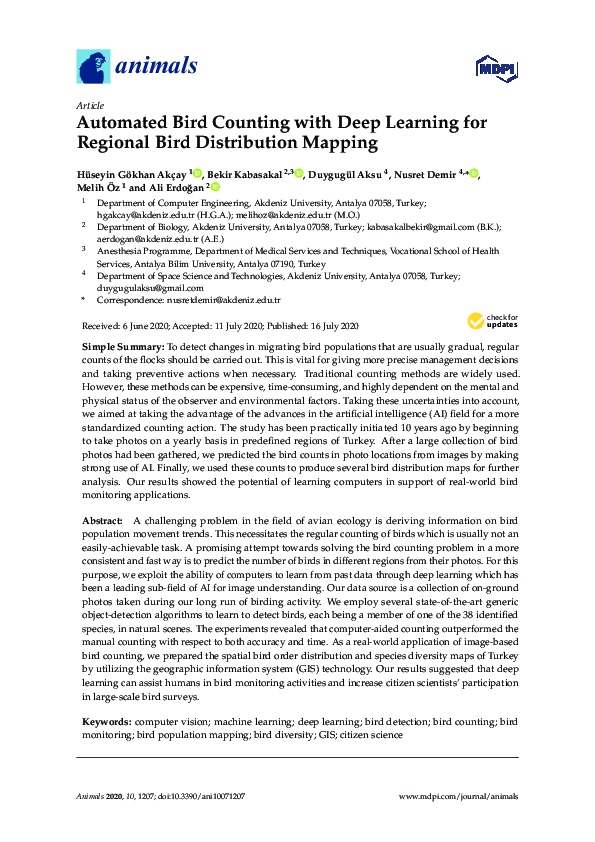 (PDF) Automated Bird Counting with Deep Learning for Regional Bird ...