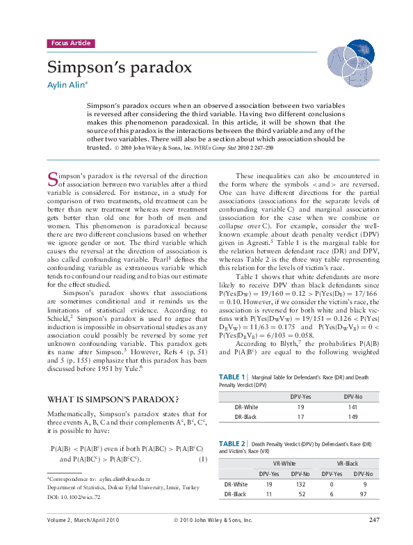 (PDF) Simpson's paradox